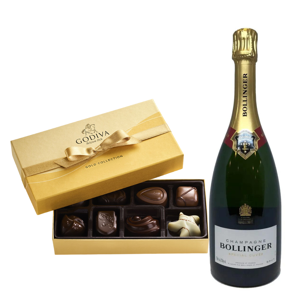 Bollinger Brut Special Cuvee & 8 Pc Godiva Gift Set